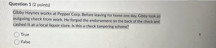 Solved Gibby Haynes works at Pepper Corp. Before leaving for | Chegg.com