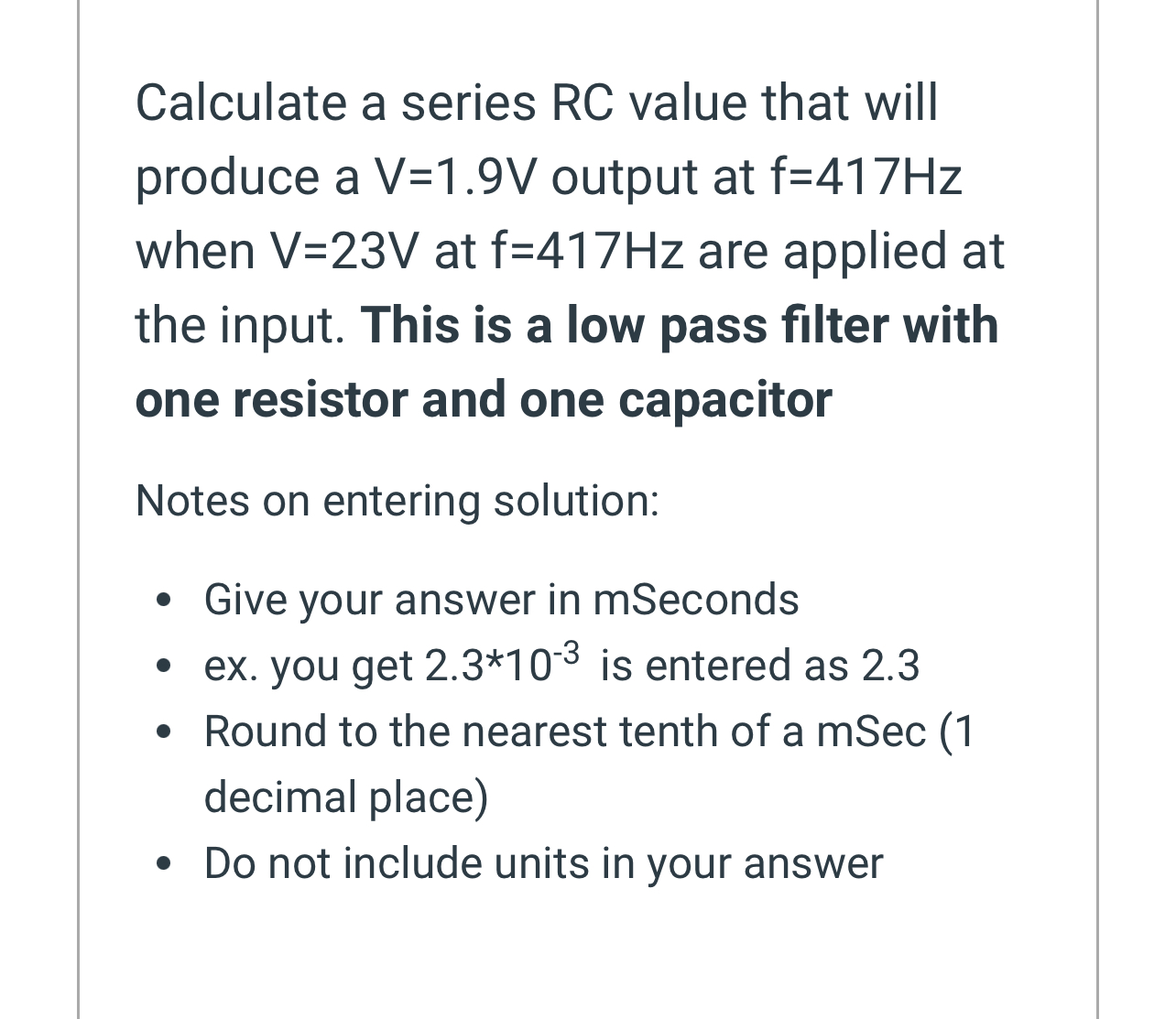 Calculate a series RC ﻿value that will produce a | Chegg.com