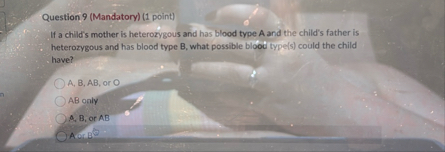 Solved Question 9 (Mandatory) (1 ﻿point)If a chlld's mother | Chegg.com