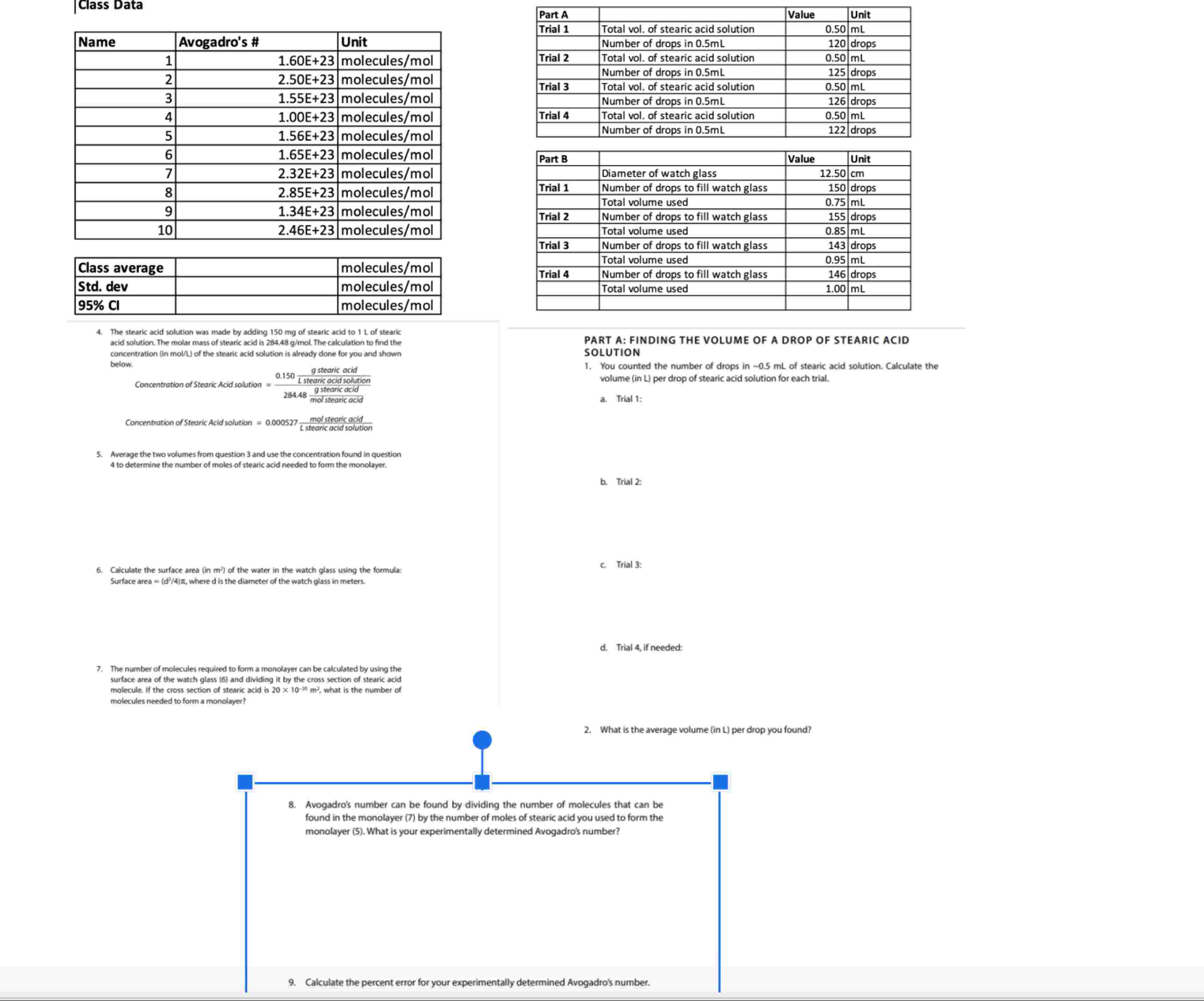 Solved The stearic acid solution was made by adding 150mg | Chegg.com