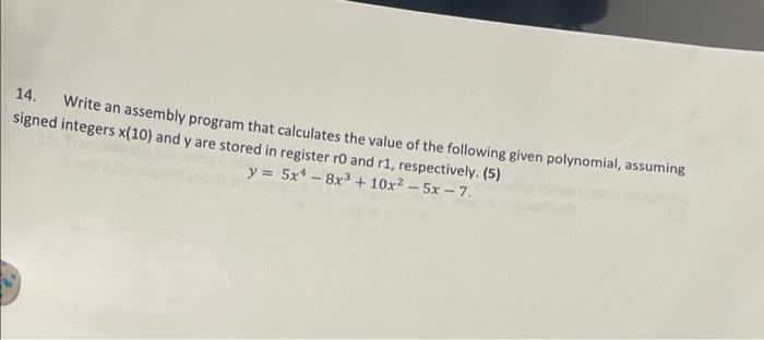 Solved 14 Write An Assembly Program That Calculates The 4349