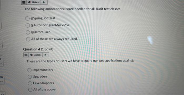 Solved The following annotation(s) is/are needed for all | Chegg.com