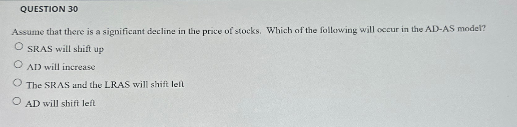Solved QUESTION 30Assume that there is a significant decline | Chegg.com