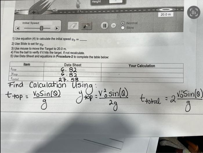 1) Use equation (4) to calculate the initial speed | Chegg.com