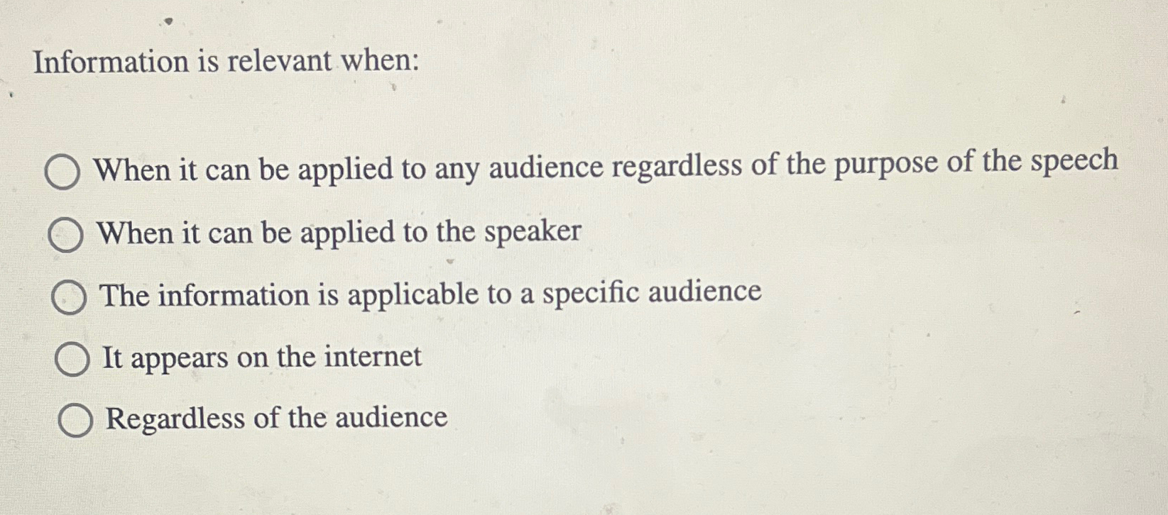 Solved Information is relevant when:When it can be applied | Chegg.com