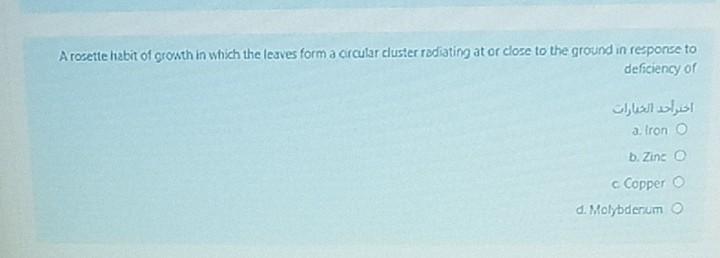 Solved A rosette habit of growth in which the leaves form a | Chegg.com