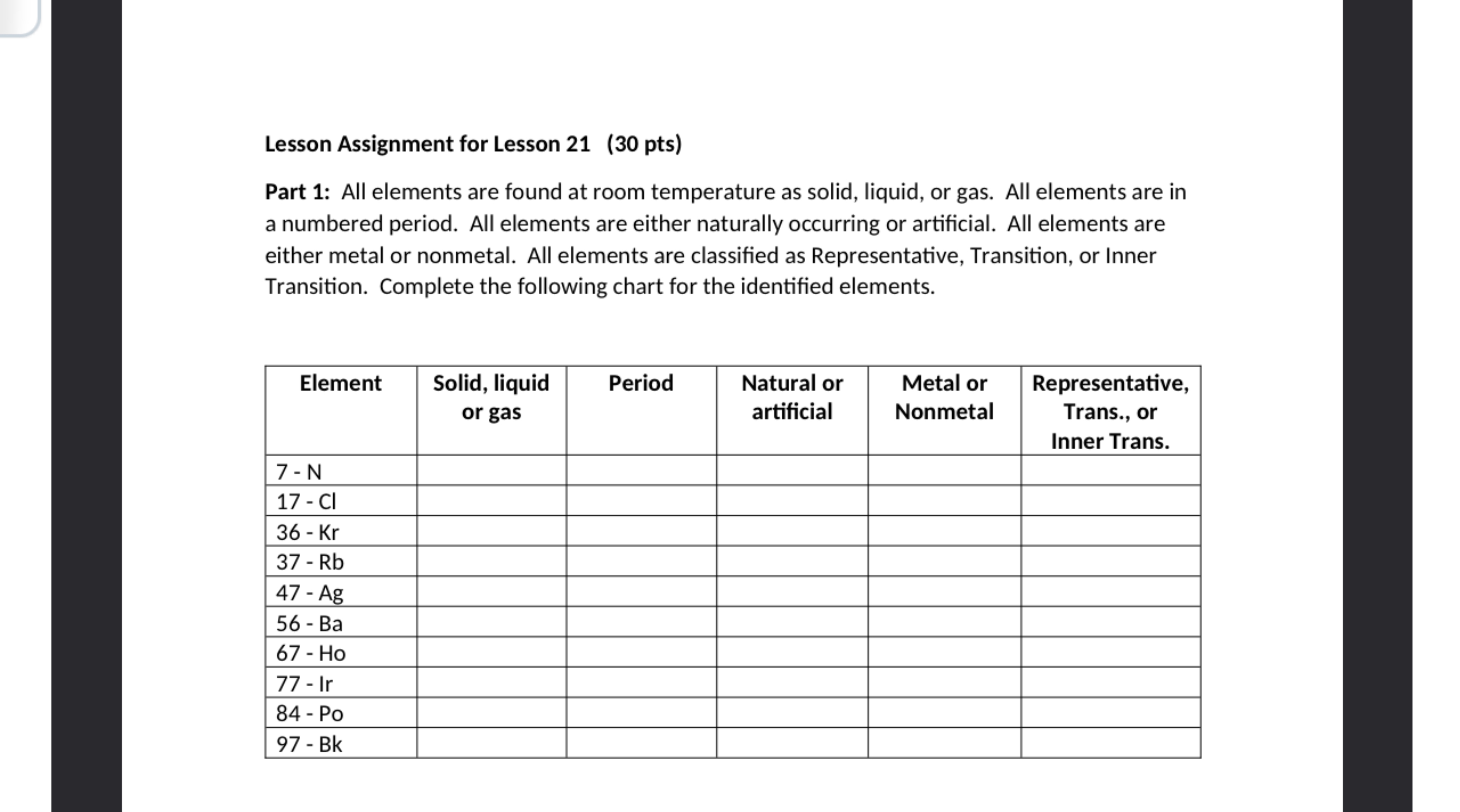 Solved Lesson Assignment for Lesson 21 ( 30pts )Part 1: All | Chegg.com