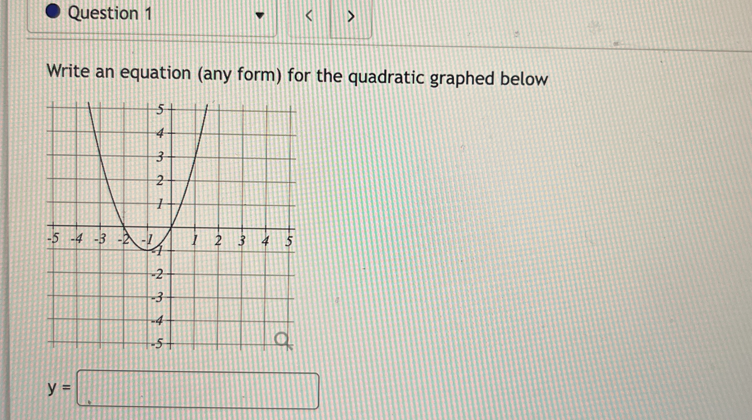 Solved Write an equation (any form) ﻿for the quadratic | Chegg.com