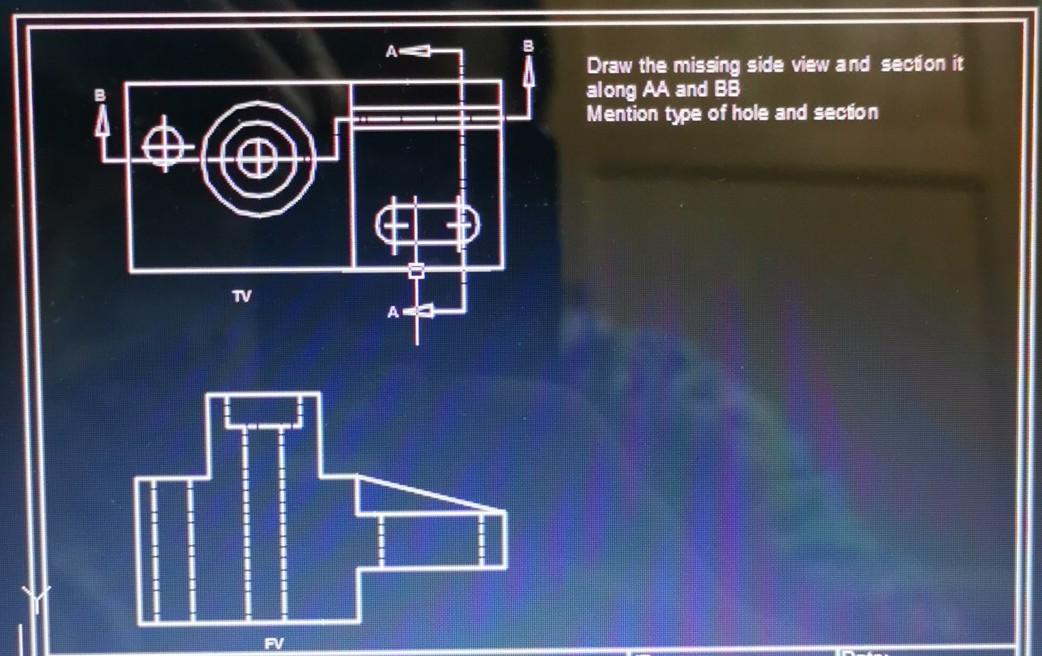 Solved Draw the missing side view and section it along AA | Chegg.com