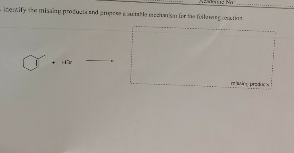 Solved Academic No: Identify the missing products and | Chegg.com