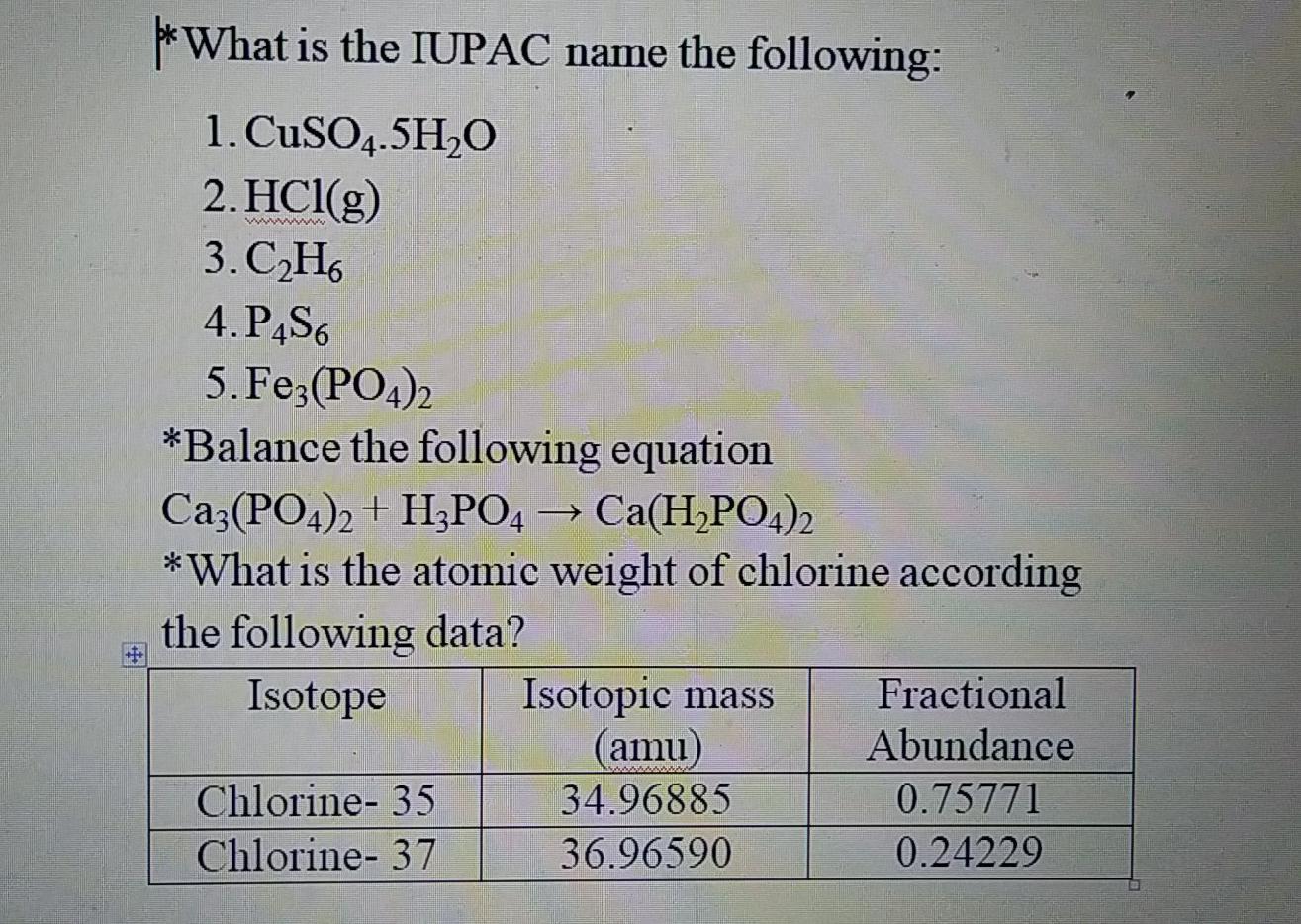 Solved | What is the IUPAC name the following: 1. CuSO4.5H2O | Chegg.com