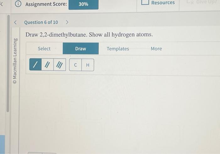 Solved Draw 2,2-dimethylbutane. Show all hydrogen atoms. | Chegg.com
