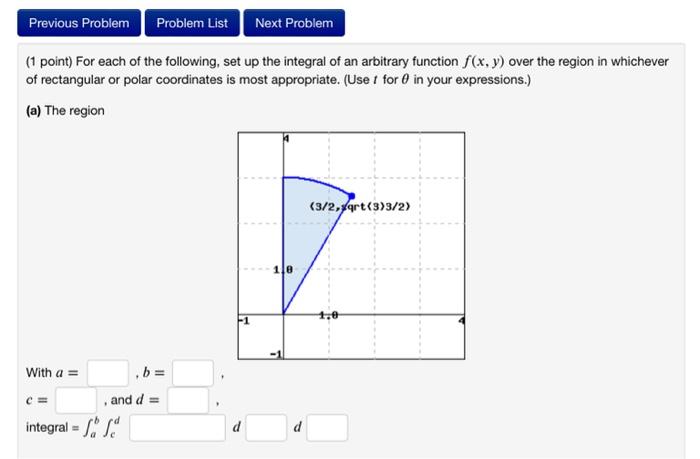 Solved (1 point) For each of the following, set up the | Chegg.com