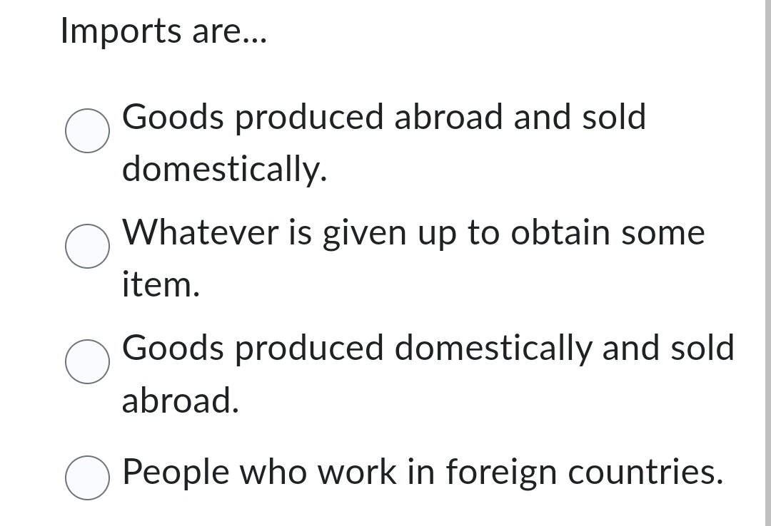 Solved Imports are...Goods produced abroad and sold | Chegg.com