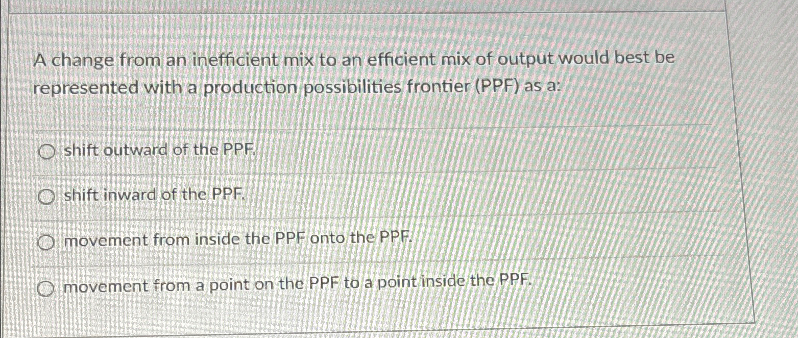 Solved A change from an inefficient mix to an efficient mix | Chegg.com