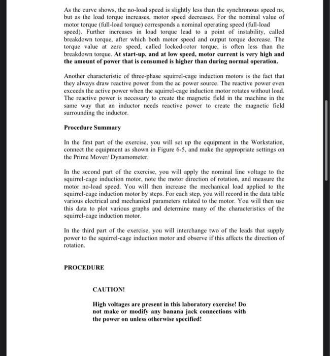 Solved Three phase squirrel cage Induction motor EXERCISE | Chegg.com