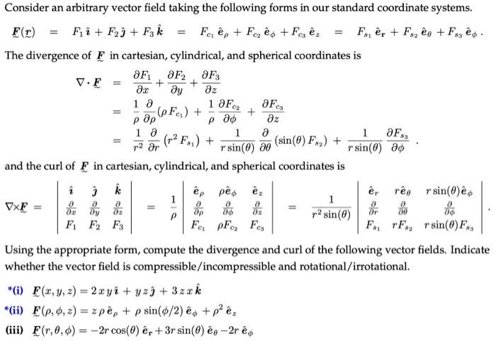 Solved Consider an arbitrary vector field taking the | Chegg.com