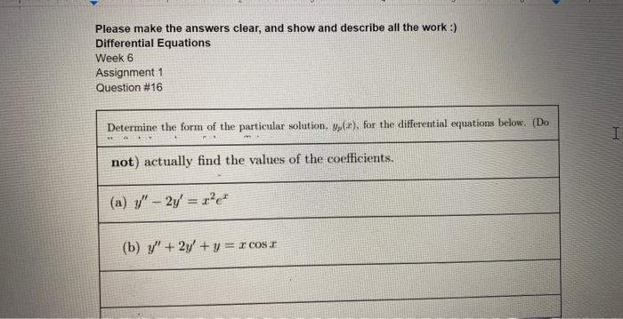 Solved Please make the answers clear, and show and describe | Chegg.com