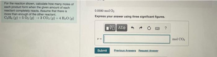 Solved For the reaction shown, calculate how many moles of | Chegg.com