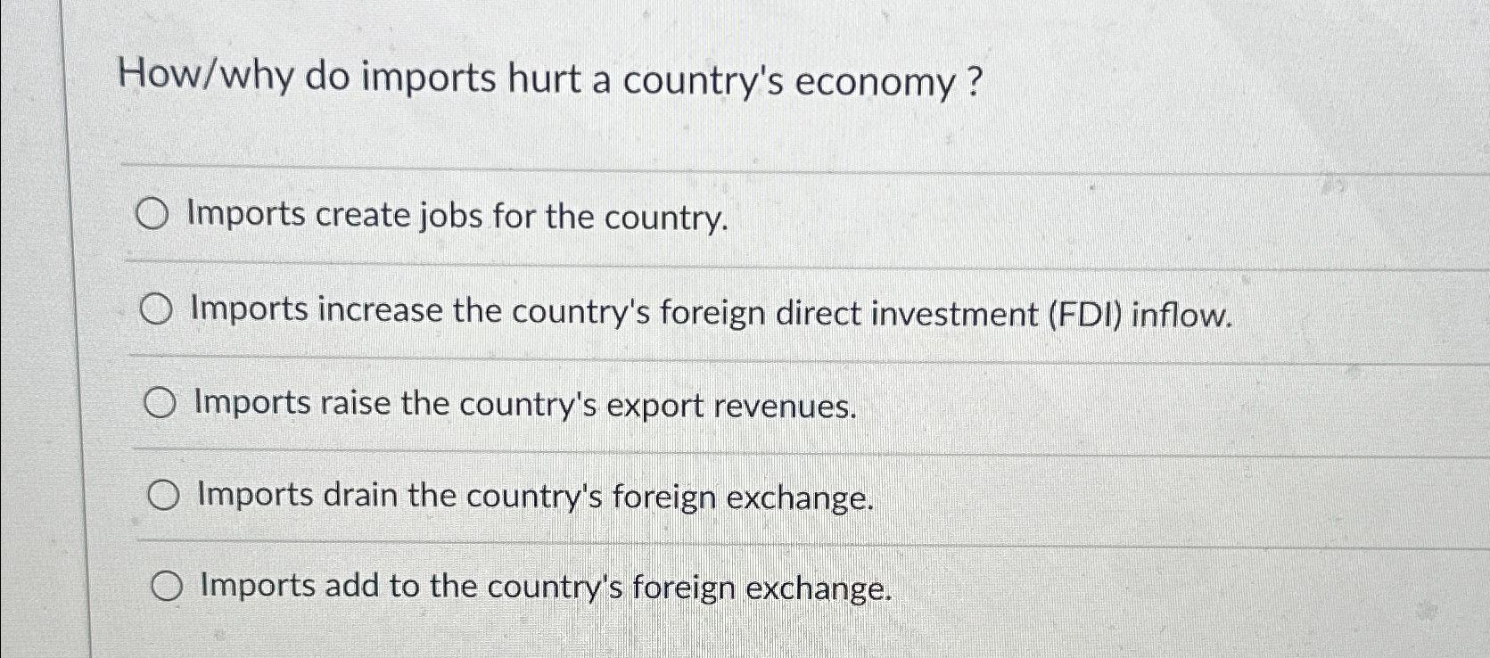 Solved How/why do imports hurt a country's economy?Imports | Chegg.com