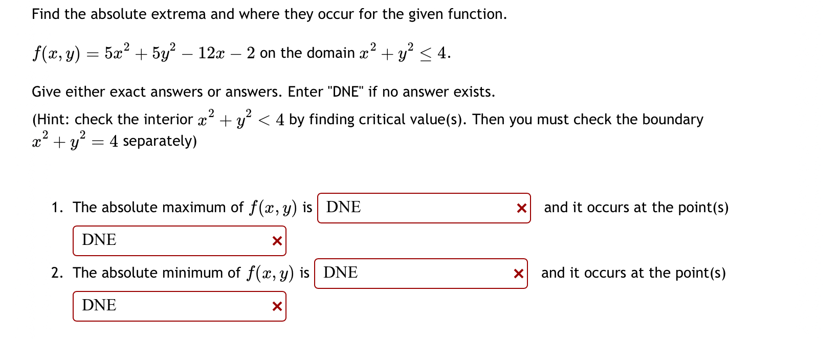 Solved Find the absolute extrema and where they occur for | Chegg.com