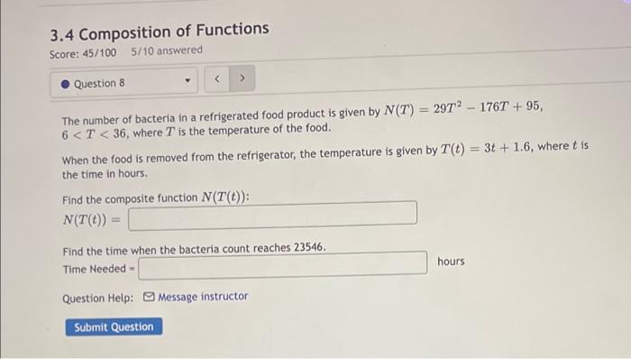 Solved 3.4 Composition of Functions Score: 45/1005/10 | Chegg.com