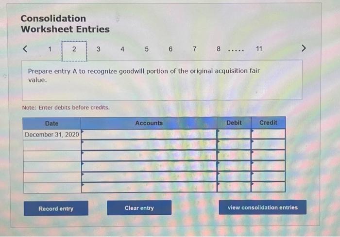 Solved Consolidation Worksheet Entries Prepare entry S to | Chegg.com