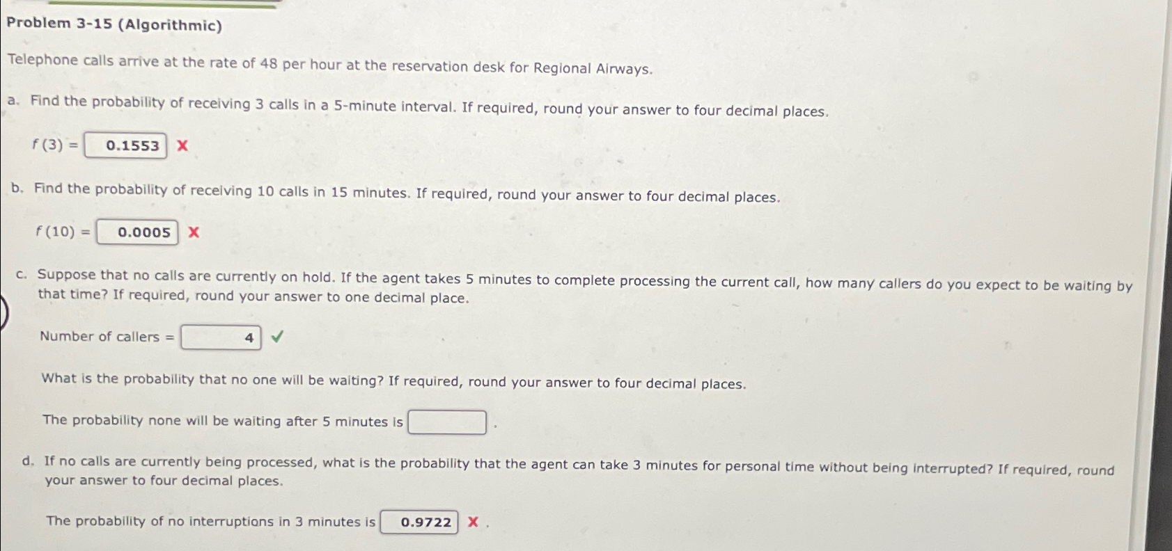 Solved Problem 3-15 (Algorithmic)Telephone calls arrive at | Chegg.com