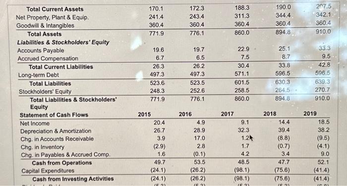Solved 2015-2019 Financial Statement Data and Stork Price | Chegg.com