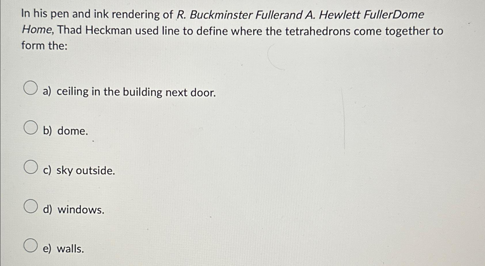 Solved In his pen and ink rendering of R. ﻿Buckminster | Chegg.com