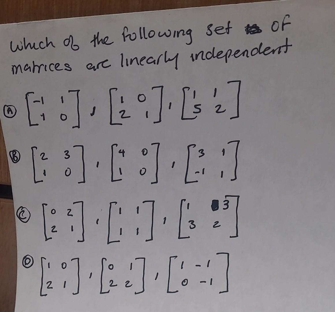 Solved (A) [−1110],[1201],[1512] (6) [2130],[4100],[3−111] | Chegg.com