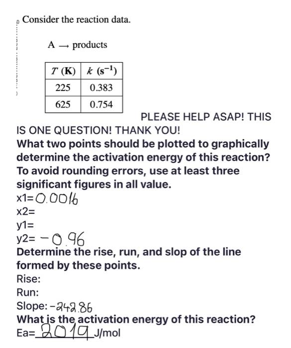 Solved Consider the reaction data. A→ products PLEASE HELP | Chegg.com