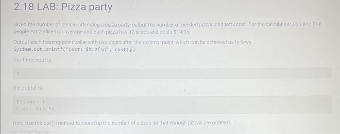 Solved Given the number of people attending a pizza party, | Chegg.com