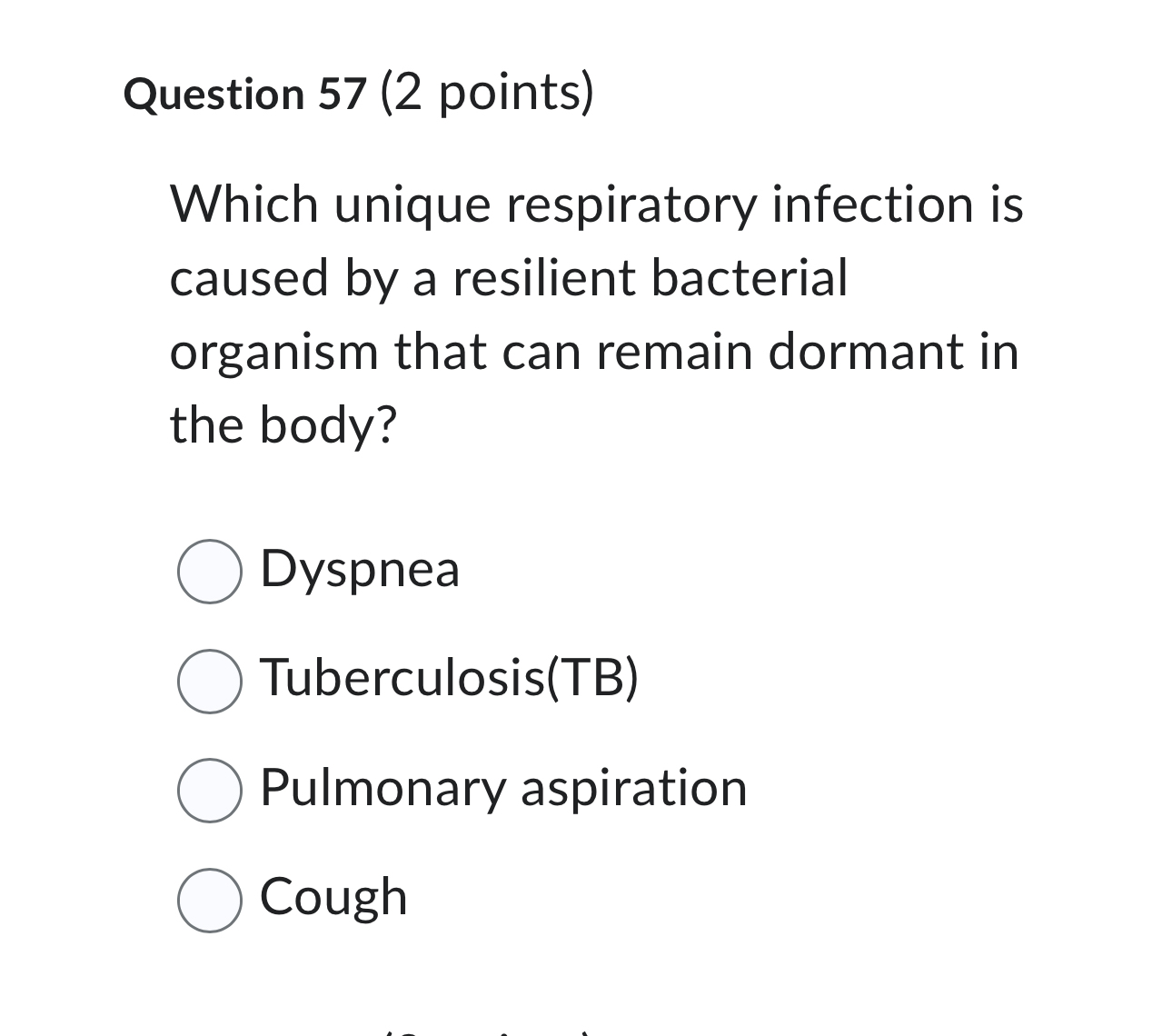 Solved Question 57 (2 ﻿points) ﻿Which unique respiratory | Chegg.com