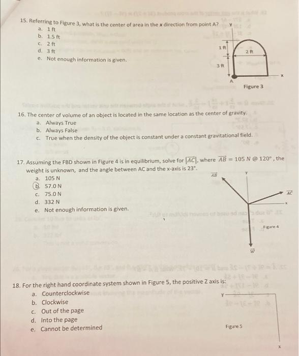 Solved 15. Referring to Figure 3, what is the center of area | Chegg.com
