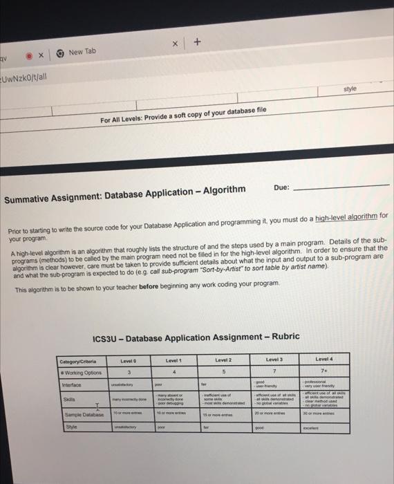 Solved Summative Assignment Database Application Du: Demande | Chegg.com
