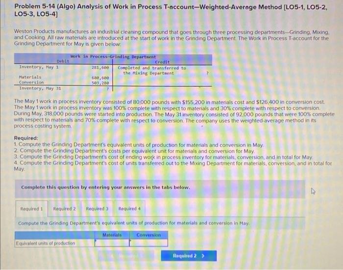 Solved Problem 5-14 (Algo) Analysis of Work in Process | Chegg.com