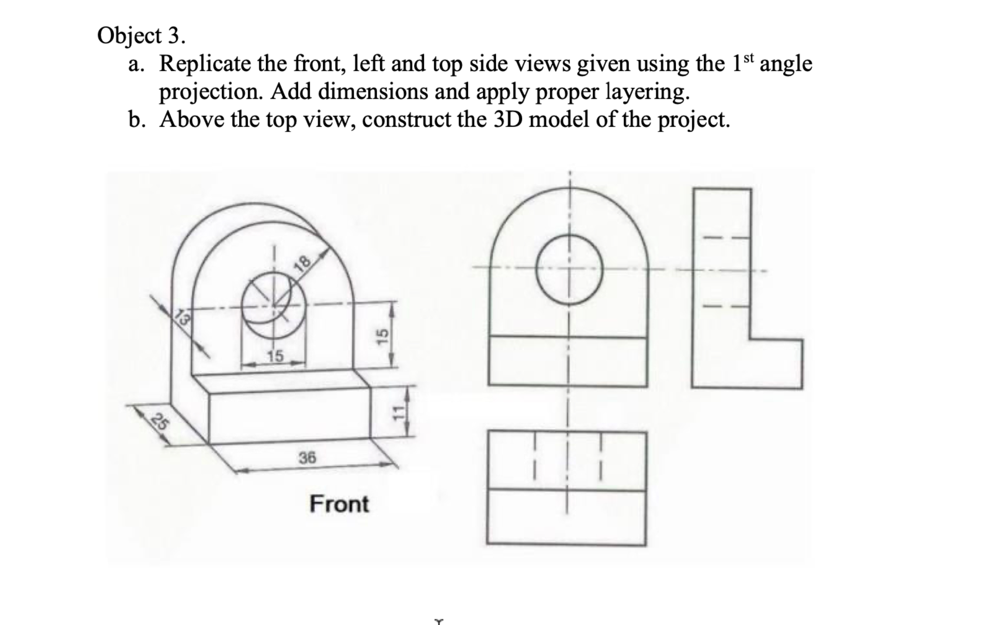 Solved Object 3.a. ﻿Replicate the front, left and top side | Chegg.com