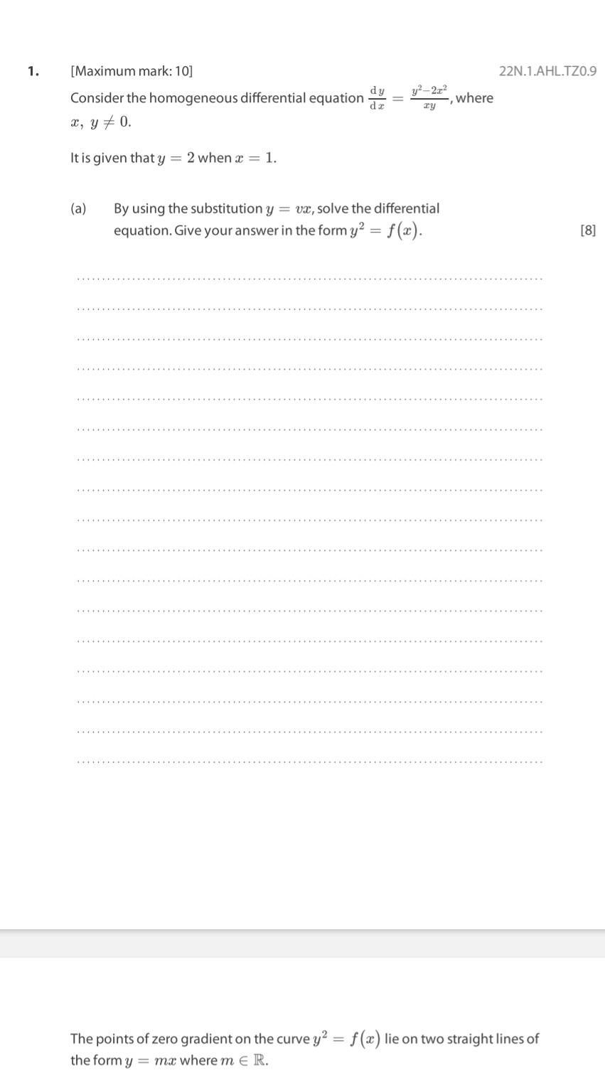 Solved 1. [Maximum mark: 10] 22N.1.AHL Consider the | Chegg.com