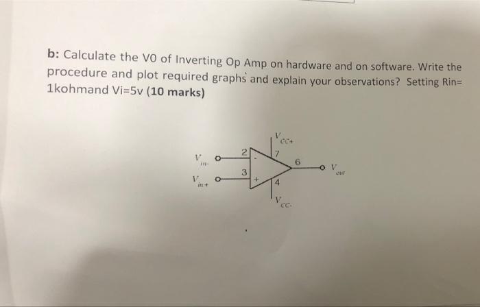 Solved b: Calculate the VO of Inverting Op Amp on hardware | Chegg.com