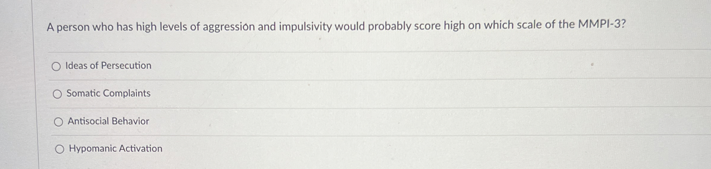 Solved A person who has high levels of aggression and | Chegg.com