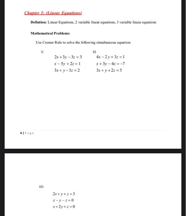 Solved Defintion: Linear Equations, 2 variable linear | Chegg.com