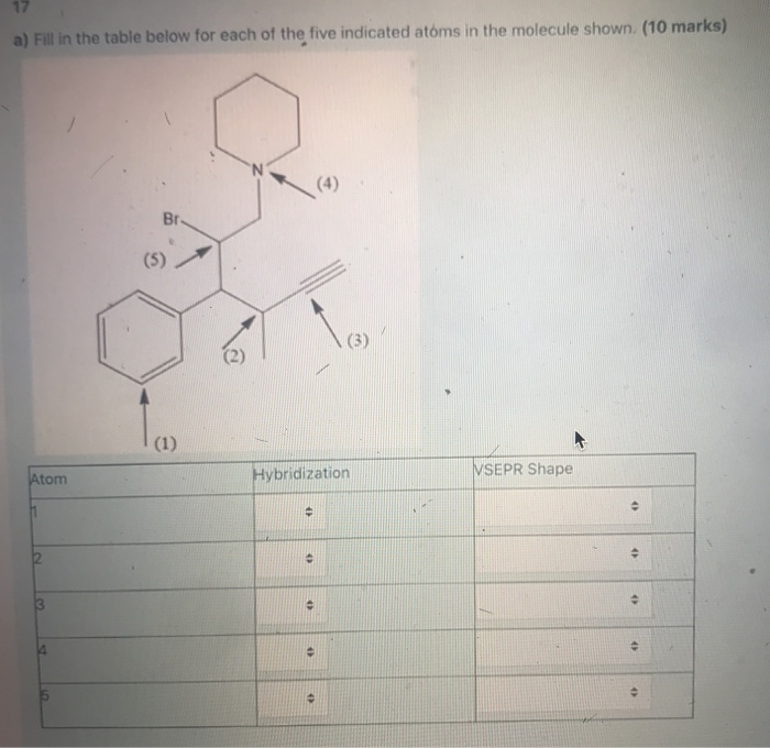 Solved a) Fill in the table below for each of the five | Chegg.com