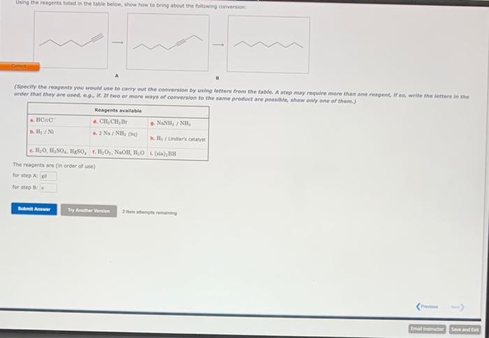 Solved Using the reagents listed in the table below, show | Chegg.com