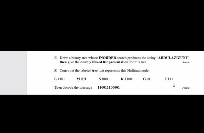 Solved 2) Draw a binary tree whose INORDER search produces | Chegg.com