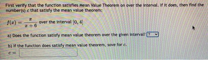 Solved First verify that the function satisfies Mean Value | Chegg.com