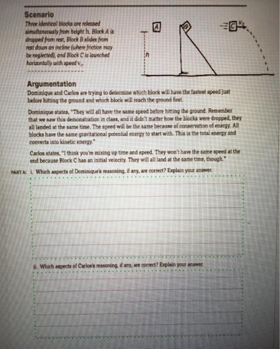 Solved A Scenario Three identical blocks are released | Chegg.com