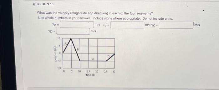 Solved The object had a displacement of meters in segment A, | Chegg.com