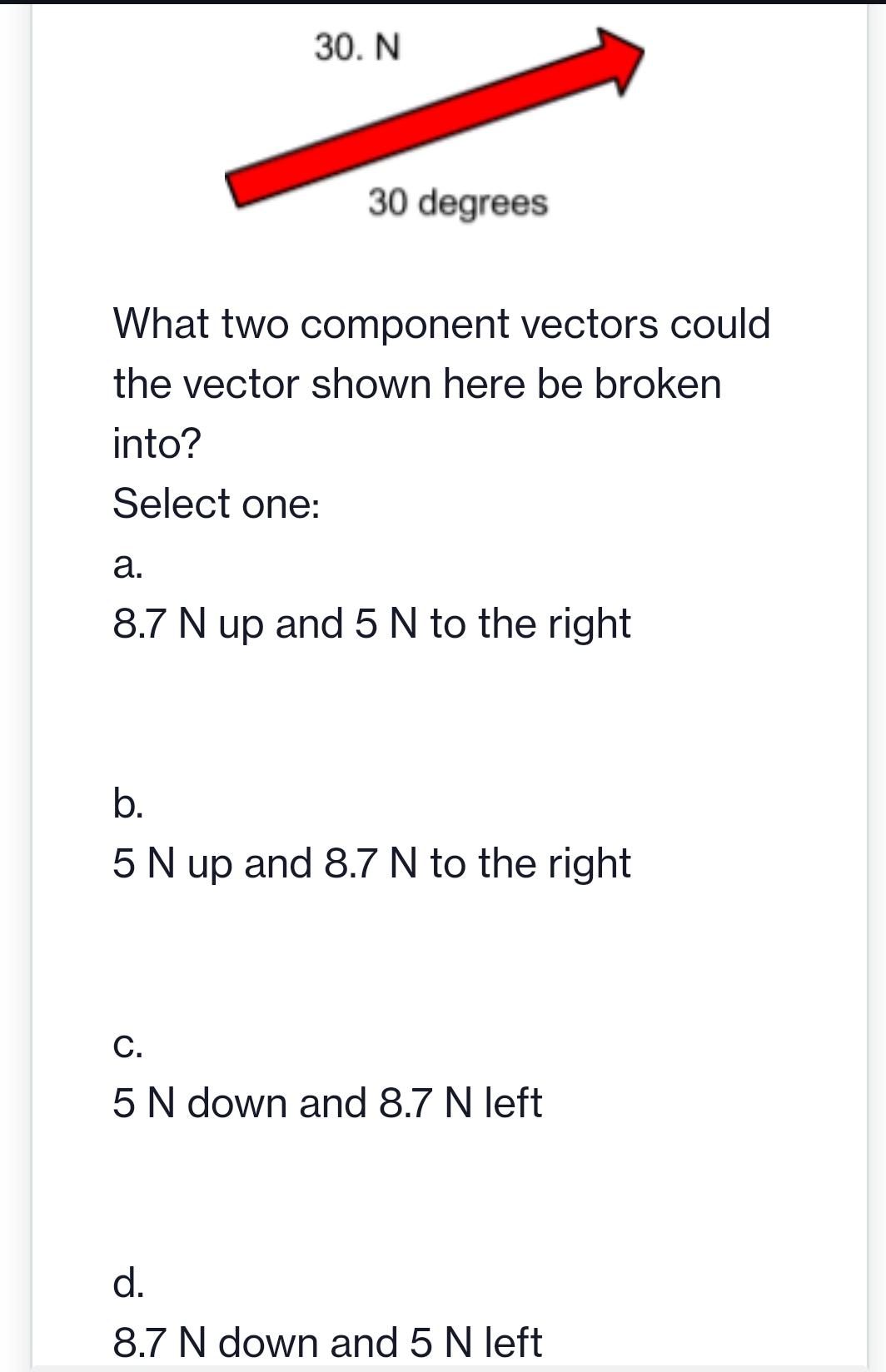 Solved What two component vectors could the vector shown | Chegg.com