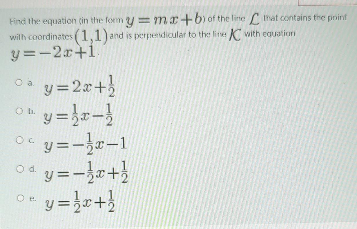 Solved Find the equation (in the form y=mx+b ) ﻿of the line | Chegg.com